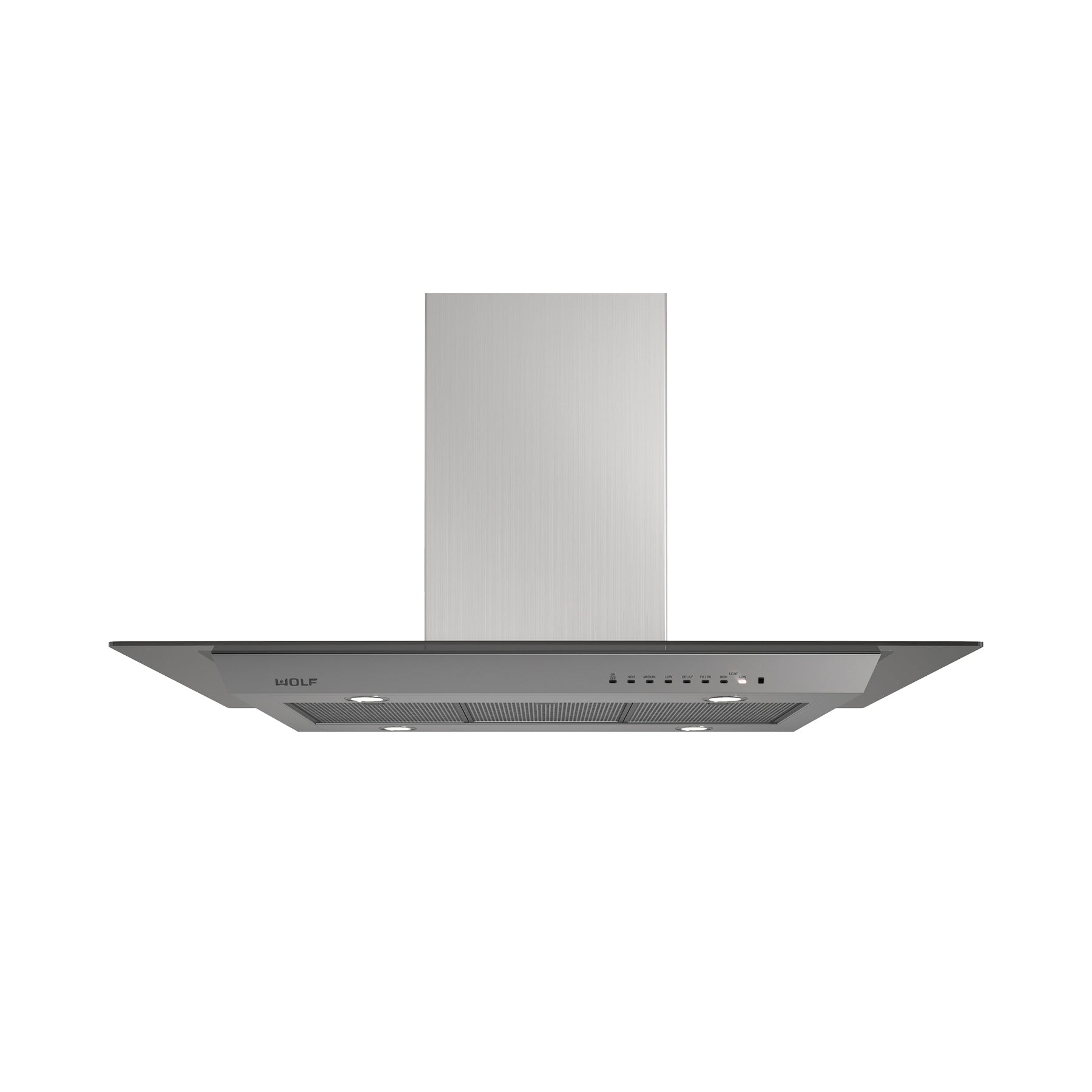 Wolf Certified VI45G 45" Stainless Steel Glass Island Chimney Hood ...