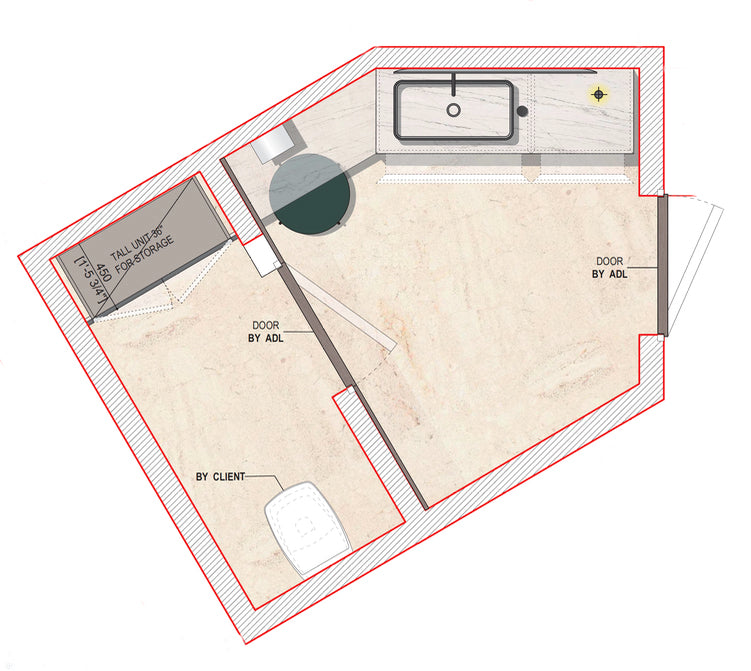 Boffi Upper Units Powder Bathroom with Ecowood Xilo 2.0 Striped Black