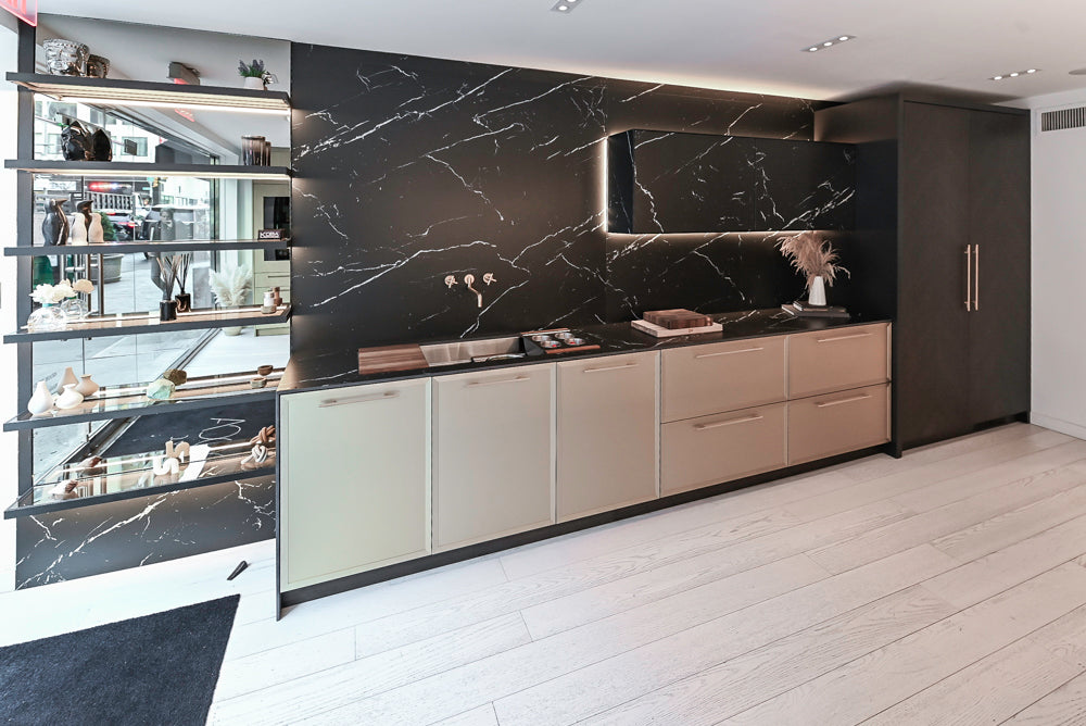 DOCA Modern Light Gold & Black Kitchen Wall Display with Neolith Count ...