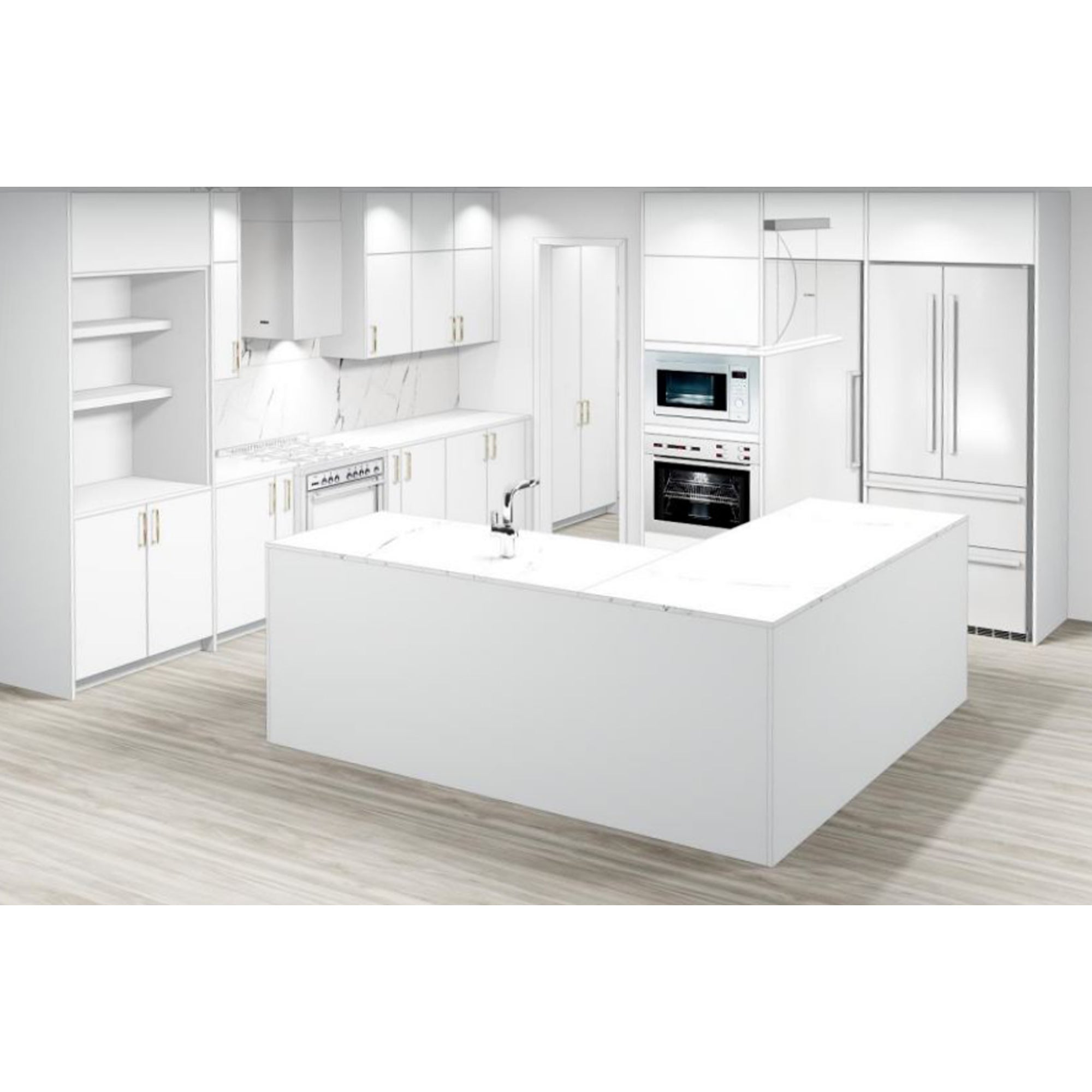 Ultra White Modern New-in-Box Kitchen W/ Butler’s Pantry – Aurora Circ