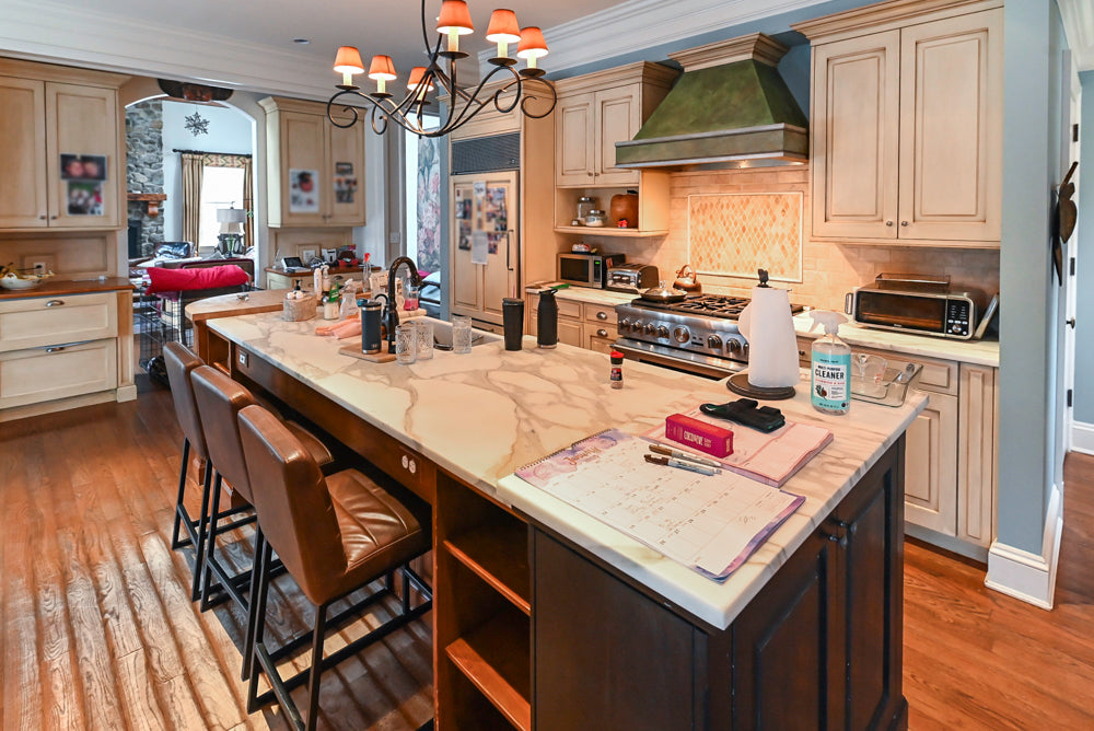 Traditional Cream Kitchen with Island, Wet Bar, Marble Countertops & A ...