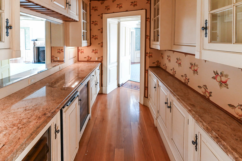 Christopher Peacock Traditional Cream Butler's Pantry with Granite Cou ...