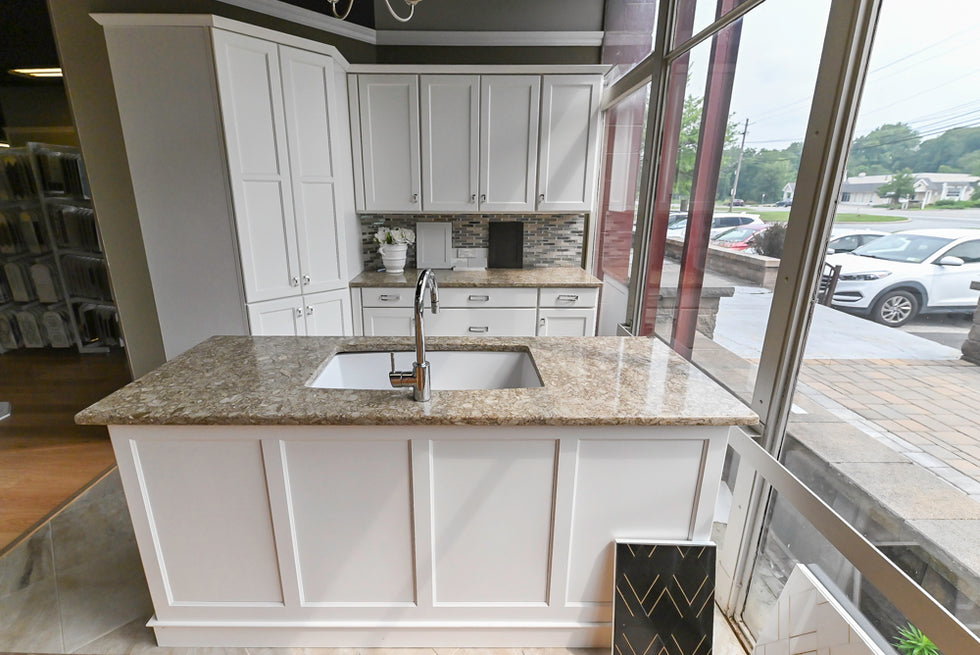 Mid Continent Traditional White Partial Kitchen with Island, Sink and ...
