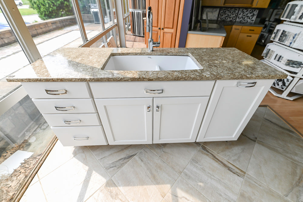 Mid Continent Traditional White Partial Kitchen with Island, Sink and ...