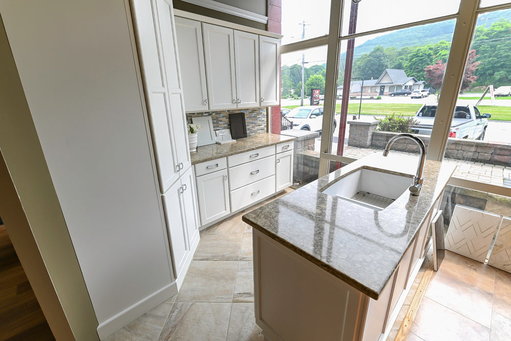 Mid Continent Traditional White Partial Kitchen with Island, Sink and ...